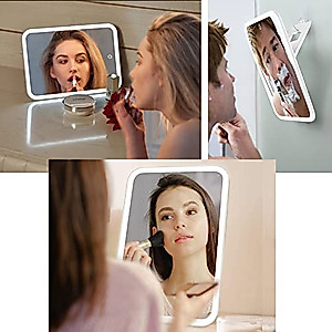 Kintion Lighted Makeup Mirror, Portable USB Rechargeable Vanity Mirror with Lights, 360° Swivel Placement, Touch Screen Brightness Adjustable
