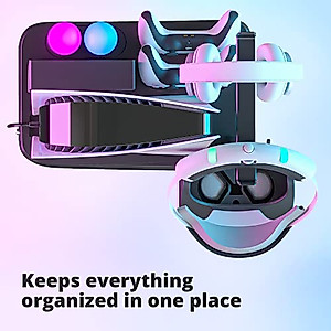 Skywin PSVR Charging Display Stand - Showcase, Cool, Charge, and Display your PS VR - Compatible with Playstation. PS5 Headset Stand, Fan, Controller Charger and Hub (PS5 VR)