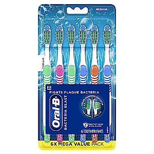 Oral-B Bacteria Blast Toothbrush, Medium, 6 Count