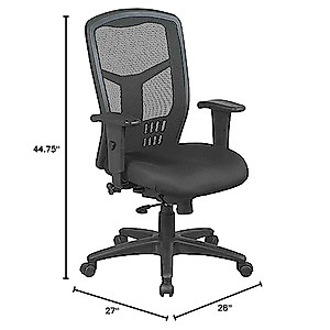 Office Star ProGrid High Back Manager's with Adjustable Seat Height, 2-to-1 Synchro Tilt Control and Seat Slider, Coal FreeFlex Fabric