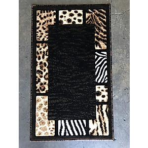 Masada Rugs Animal Skin Leopard Border Door Mat Rug Black Design 73 Skinz (2 Feet X 3 Feet 4 Inch