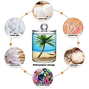 DOMIKING 4 Pack Acrylic Organizer for Floss Makeup Sponges Cotton Ball Green Frog Clear Plastic Vanity Canister Cotton Ball Holder Dispenser Bathroom Storage Essentials