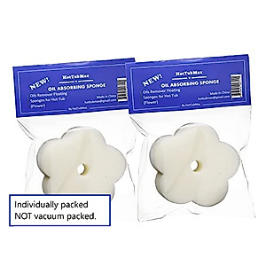 HotTubMax Oil Absorbing Sponge Scum Absorber for Hot Tub, Swimming Pool and Spa, (Individually Packed) - Pack of 2 (2, White Flowe HTM HTM