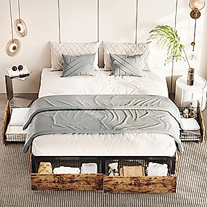 ANCTOR King Bed Frame with 4 Drawers, King Platform Bed Frame with Storage, Double-Reinforced Support/No Box Spring Needed//Easy Assembly