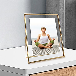 AhaGo Gold Floating Frame (8"×10", 2 Set), For Picture 7x9, 6x8, 5x7, Tabletop Shelf Photo Frames, Classy for Mother's Day, Wedding or Birthday