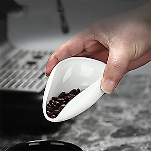 LIPPSY Coffee Dosing Cup, Coffee Beans Dosing Cup, Ceramic Tea Scoop, Pure White Ceramic Tea Vessel with Non-Slip Base