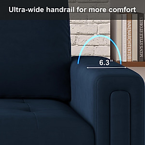 Belffin Velvet Modular Sofa Couch 3 Seater Sofa Couch for Living Room Blue