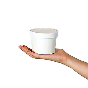 Mr Miracle 8 Ounce Soup/Frozen Dessert Containers with Lids in White. Pack of 25 Sets