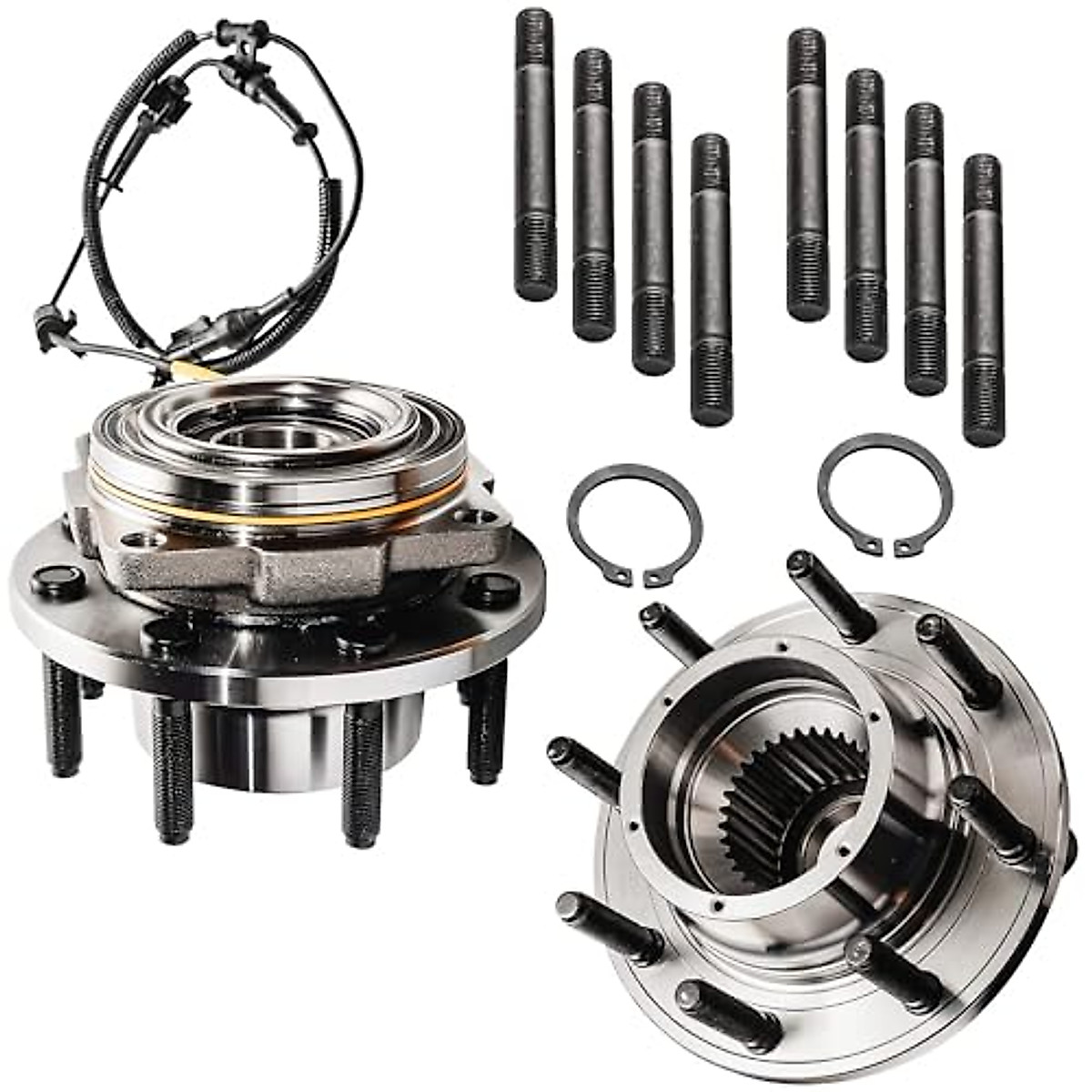 Detroit Axle - 4WD Front 11pc Suspension Kit for 05-10 Ford F-250 F-350 Super Duty 2005 2006 2007 2008 2009 2010, 2 Wheel Bearing Hubs 4 Ball Joints 3 Tie Rods 1 Drag Link 1 Sleeve Replacement