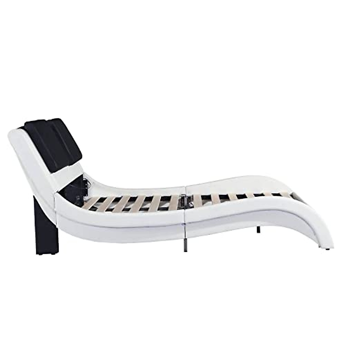 Epinki Faux Leather Upholstered Platform Bed Frame with Led Lighting, Bluetooth Connection to Play Music Control, Backrest Vibration Massage, King