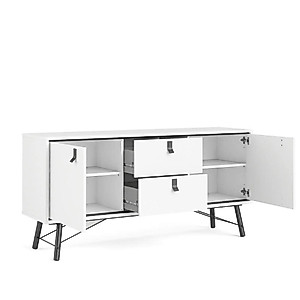 Tvilum Door, 2 Drawer Sideboard, White Matte/Black