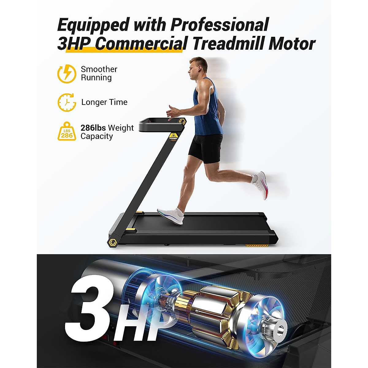 UREVO Walking Pad with Incline, 3 in 1 Portable Folding Treadmills for Home/Office, 2.5 HP Under Desk Treadmill, Large Running Area, Remote Control, LED Display