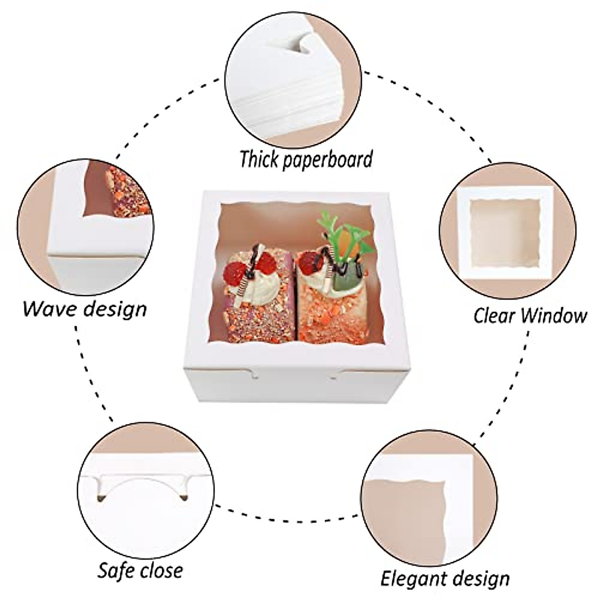 RomanticBaking 40 Pack Bakery Boxes 4x4x2 Inches Cookies Boxes Mini Bundt Cake Boxes Pie Boxes Cinnamon Roll Treat Boxes Chocolate Truffle Boxes Party Wedding Favor