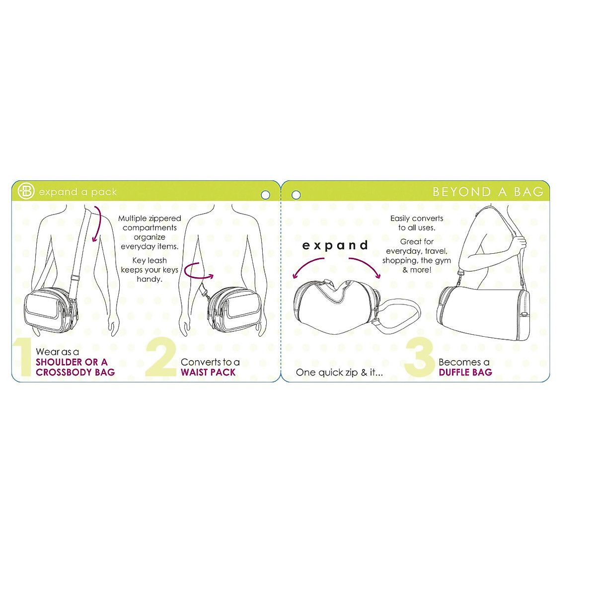 Beyond A Bag 7.5" Expand A Pack - Sesame Functional Multi-Use Travel