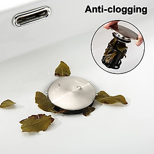 Pop Up Bathroom Sink Drain - Bathroom Sink Stopper with Overflow for Faucet Vessel, Push Type Bathroom Sink Vanity Assembly with Strainer, Brushed Nickel