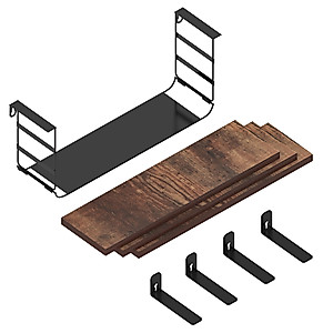 Lavezee Floating Shelves for Wall Decor, Bathroom Shelf Over Toilet Paper Storage with Wire Basket Shelving Set of 3