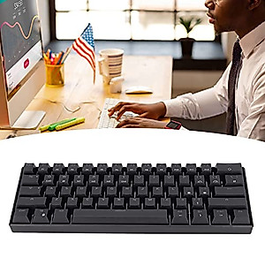 Kafuty-1 Mechanical Gaming Keyboard 60%, 61 Keys Backlit Mini Ergonomic Wireless/Wired Bluetooth Keyboard, for PS4 PC Mac Gamer, Typist, Travel (Black Shaft)