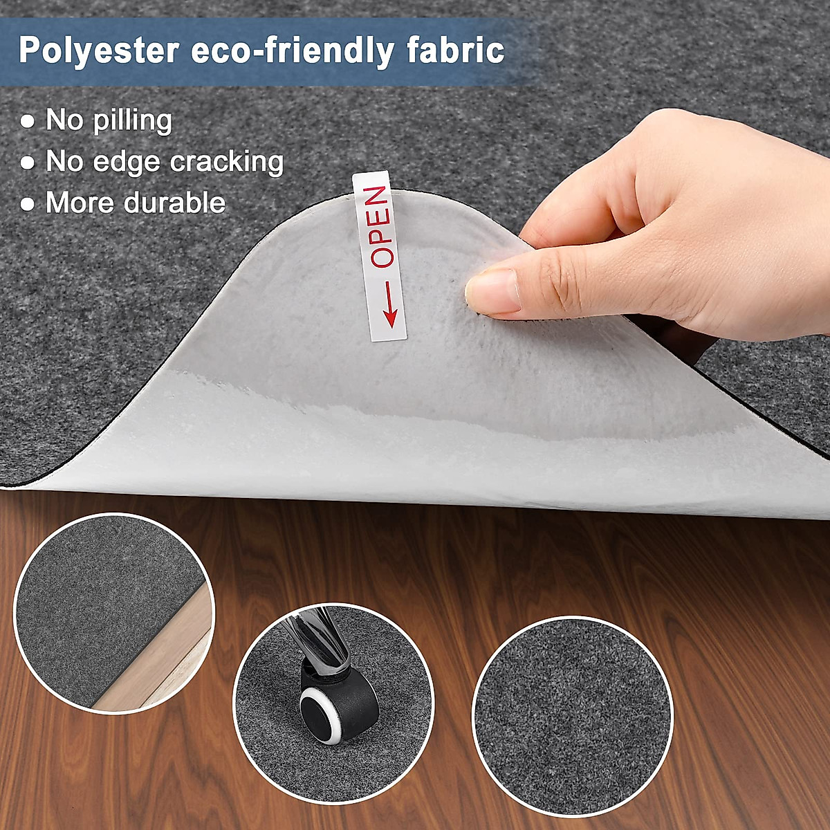 Placoot Office Chair Mat for Hardwood Floor, 55"x35" Computer Chair Mat, Desk Chair Mat, Large Anti-Slip Floor Protector for Home Office