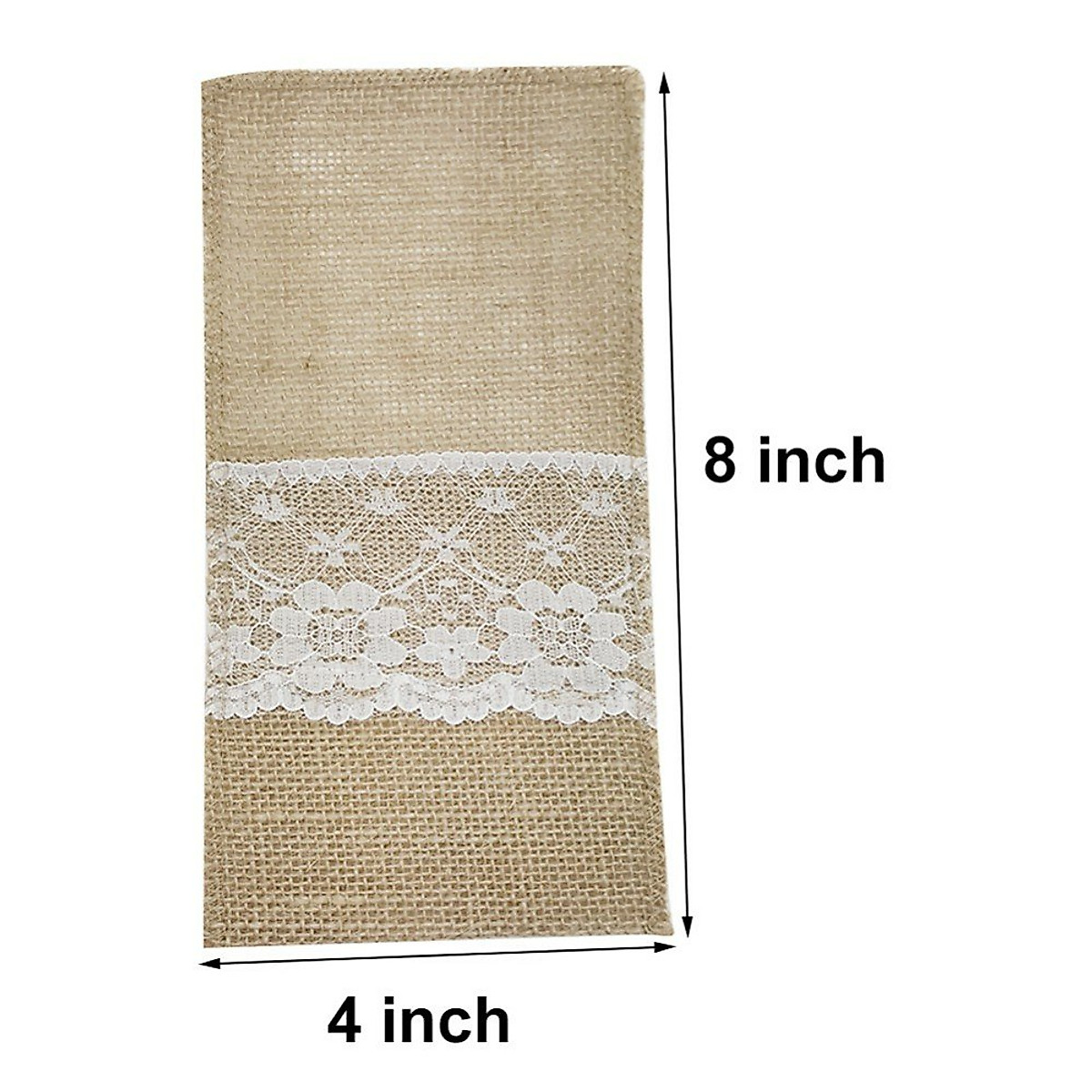 AmaJOY 50pcs 4x8 inch Natural Hessian Burlap Utensil Holders Silverware Napkin Holders Cutlery Pouch Knifes Forks Bag for Country Wedding Decor Bridal Shower Party Table Setting Decorations