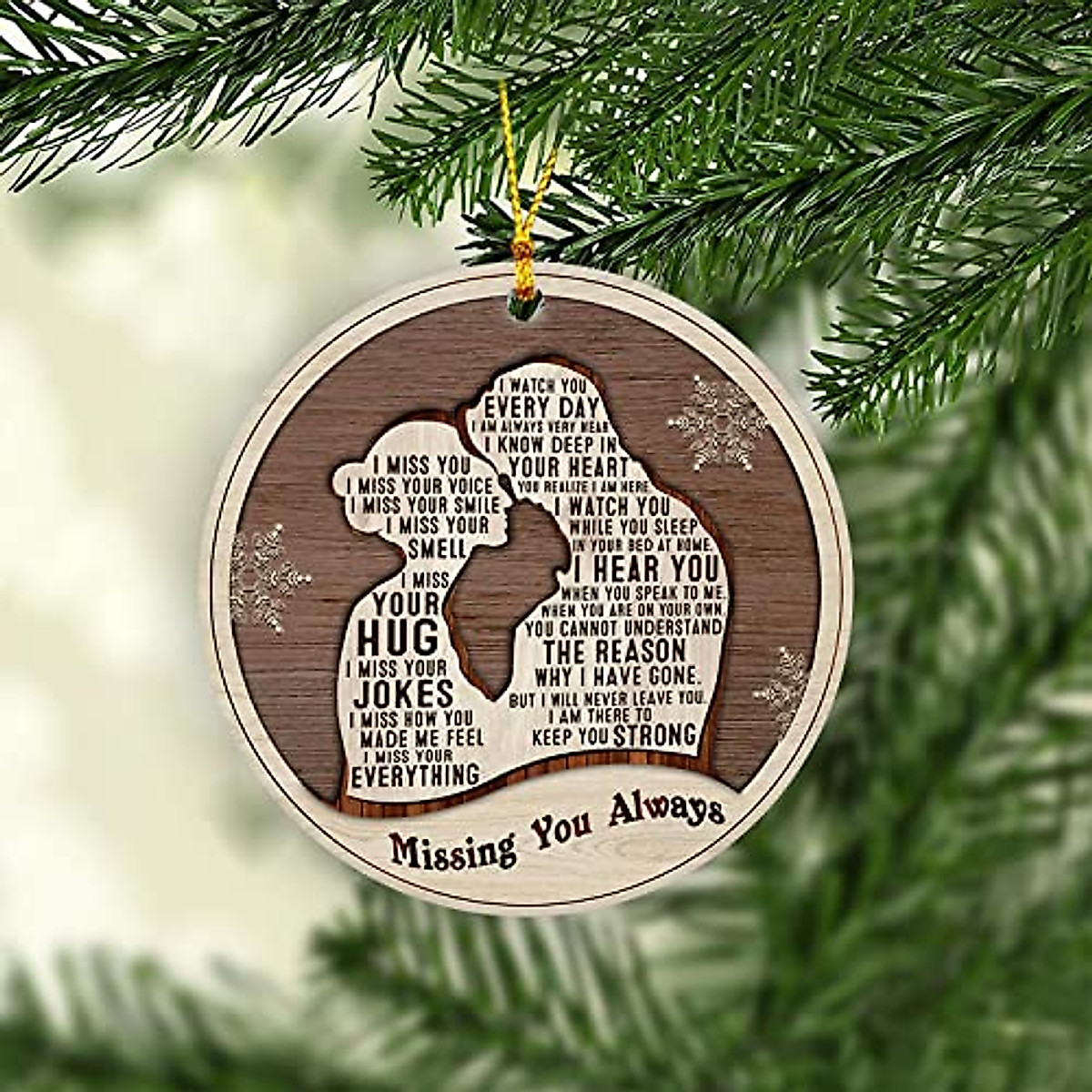 HYTURTLE My Love in Heaven Circle Ornaments, I Miss You Missing Always Circle Ceramic Ornament, Gifts for Loss of Husband, Memorial Husband in Heaven Ornament Gift for Widow On Christmas, 3' Inch