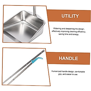 CONGARTENO 1 Set Stainless Steel Trash Shovel Litter Shovel Cleaning Dustpan Dog Waste Trash Can Lobby Dustpan Longs Handle Dustpan Broom and Pan Brooms Household Cleaning Supplies Silver