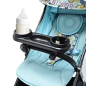 Kingsource Universal Stroller Tray,Stroller Snack Tray with Cup Holder,3 in 1 Stroller Cup Holder,Snack Catcher and Drinks Holder for Snacks on The Go, Removable Non-Slip Grip Clip for Stroller Bar
