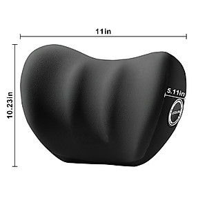 LIQUN Memory Foam Car Neck Pillow, Neck Support Pillow, Neck Support Pad Pain Relief, Adjustable Belt and Breathable Detachable, Suitable for Most Car Pillows Black