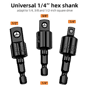 Tondiamo 30 Flexible Drill Bit Extension Hex Shank Rotatable Joint Socket 1/4, 3/8, 1/2 Inch Hex Adapter Socket Bendable Drill Bit Extension Screwdriver Drill Bit Holder 105 Degree Angle Drill Tool