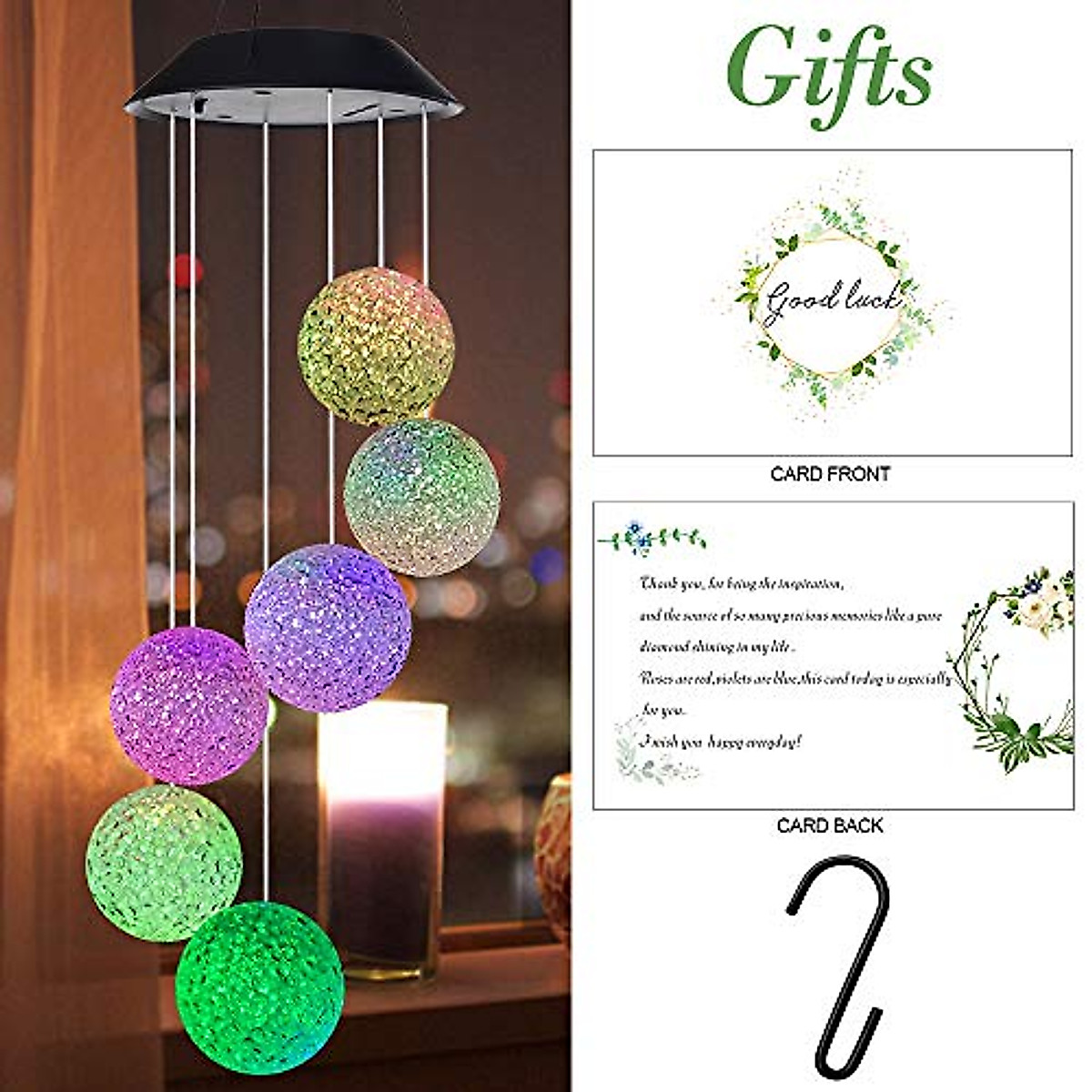 Yard Decor Lights,Crystal Ball Solar Wind Chimes Outdoor,2023 for All mom/Women/Grandma/Daughter/Aunt/Friend/Wife and Sister,Gardening Gift, Birthday Gift, Garden Decor