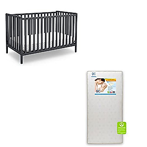 Delta Children Fancy 4-in-1 & Mattress, Dark Chocolate with Twinkle Stars Crib & Toddler Mattress