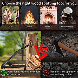 Wall Mounted Wood Splitter, High Carbon Steel Kindling Wood Splitter, Detachable Powerful Wall Mounted Log Splitter for Home Wood Cutter Wood Cracker (Silver)