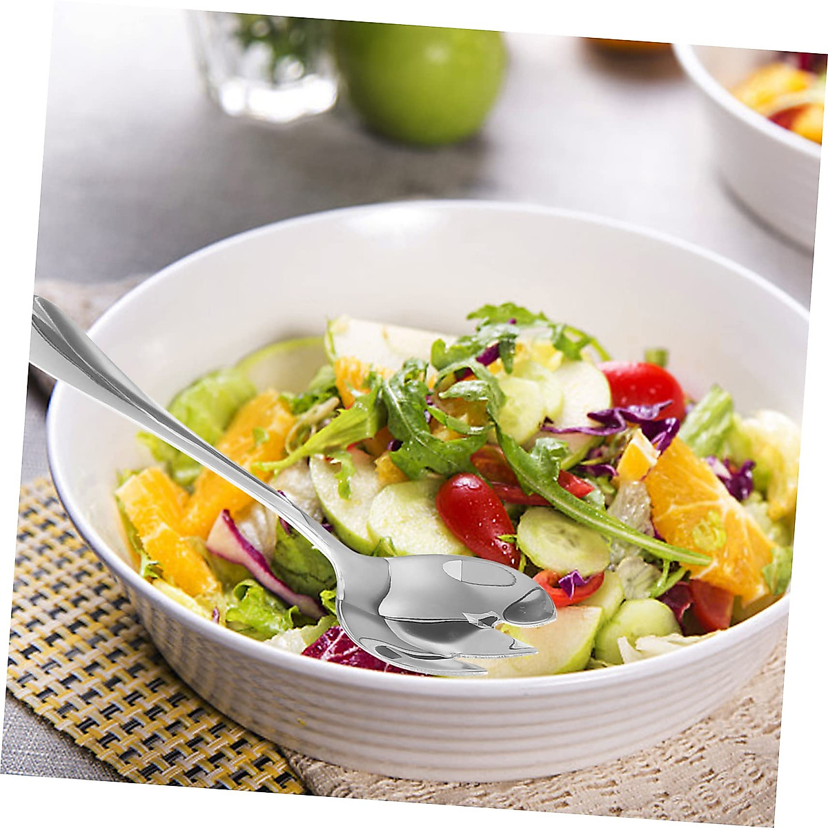 HOMSFOU Salad Spoons 2pcs s Serving Forks Appetizer Fork Salad Spoon Serving Spoon Salad Serving Utensils Korean Spoon Stainless Steel Fork Spoon Salad Fork European Style Ice Cream Child