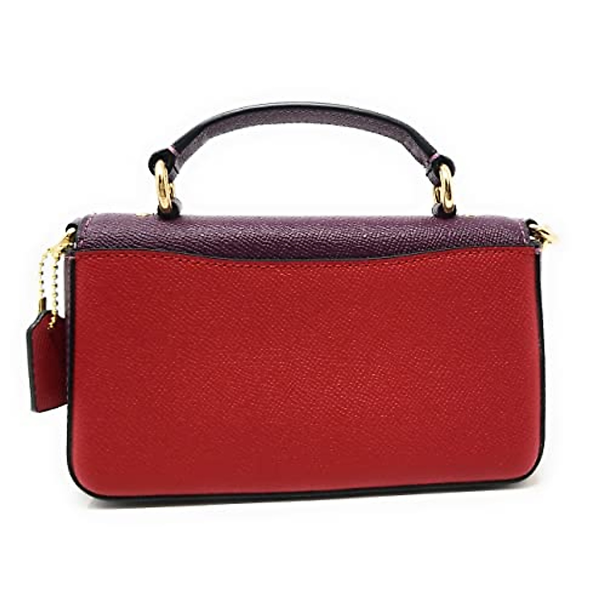 COACH Women's Mini Josie Top Handle Crossbody Shoulder Bag (Crossgrain Leather - Colorblock - Boysenberry Multi)