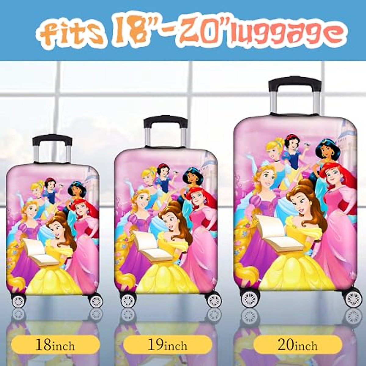 Midternal Suitcase Cover Luggage Covers Protector Carry On Cover Luggage Wraps for Suitcase Carry On Protector Cute Princess Luggage Sleeve Travel Suit Case Dust Cover for Suitcase 18-20 Inches