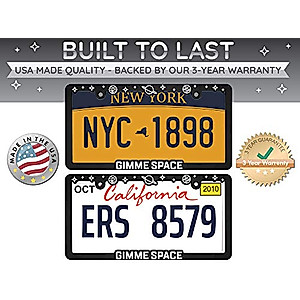 Spiffy Space License Plate Frame Holder Bracket Gimme Space with Planets and Stars for All US/CAN Vehicles | Made in The USA | Cute Star Themed Frames | Cool Raised Galaxy | Slim and Lightweight