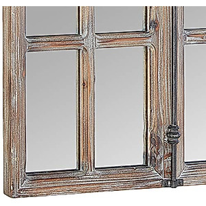 Amazon Brand – Stone & Beam Vintage Farmhouse Wooden Arched Multipanel Mantel Mirror, 36"H, Dark Stain