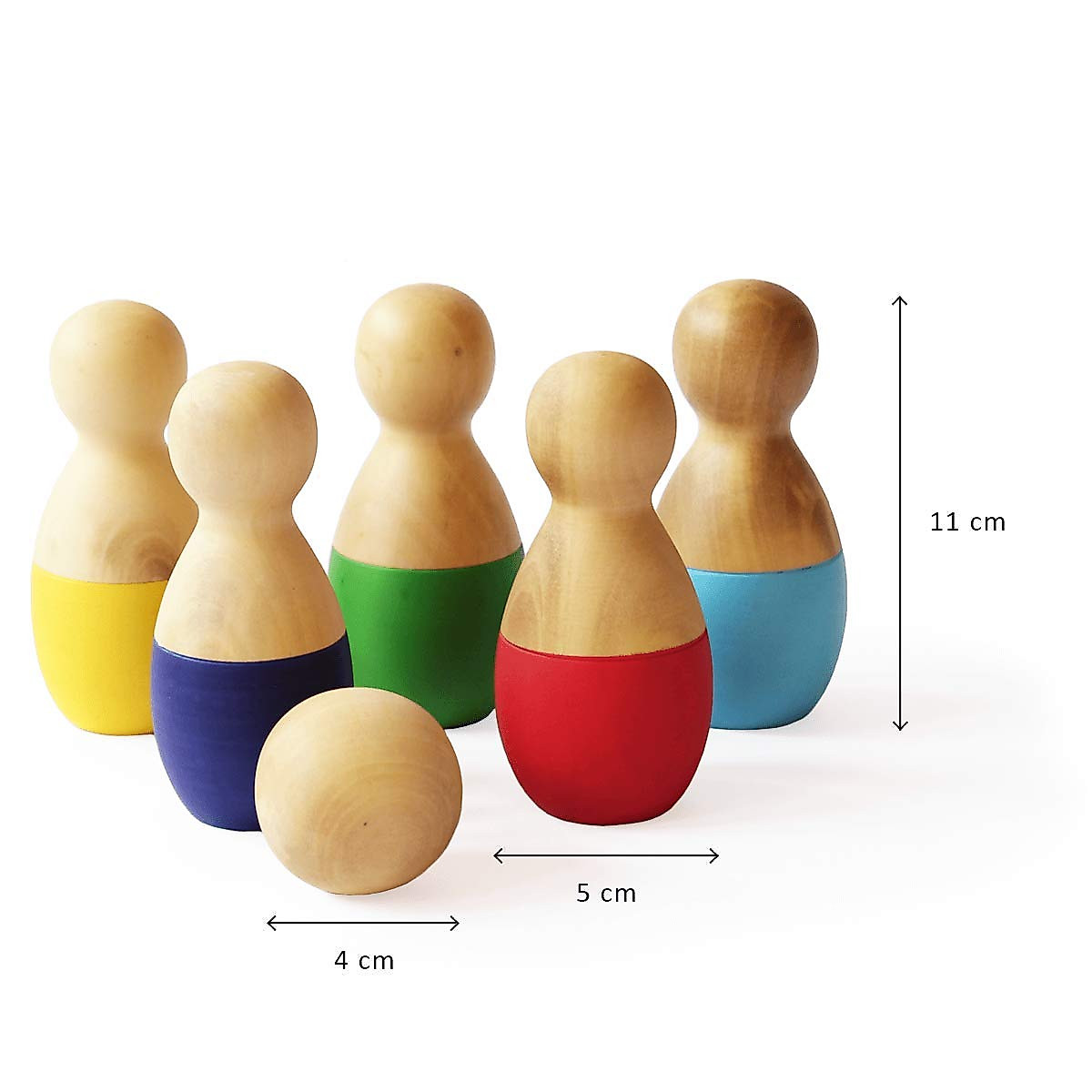 Shumee Wooden Bowling Set for 2 3 4 5 6+ Year Old Kids | Indoor Toddler Toys | Gifts | Family Party Games | Holiday | 6 pins & 1 Ball | Child Safe & Non Toxic