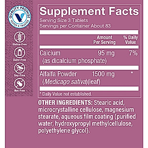 The Vitamin Shoppe Alfalfa 500 MG - Natural Green Food Supplement, Nature's Superfood - Antioxidant Green Superfood (250 Tablets)