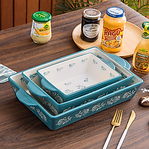 Wisenvoy Baking Dish Ceramic Lasagna Pan Casserole Dish 3-Piece Bakeware Sets Baking Dishes Baking Set Baking Dish Set