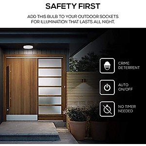 Amazon Basics A19 Dusk to Dawn Sensor LED Light Bulb, 60 Watt Equivalent, Energy Efficient 9W, E26 Standard Base, Soft White 2700K, Non-Dimmable, 10,000 Hour Lifetime , 6-Pack