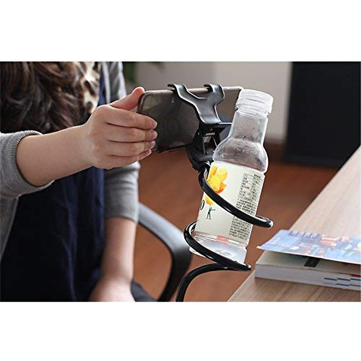 AMS Cell Phone Holder, Clip Holder, Lazy Bracket Flexible Long Arms for All Mobile, Fit On Desktop Bed Mobile Stand for Bedroom, Office, Kitchen