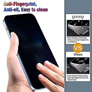 QHOHQ 2 Pack Privacy Screen Protector for iPhone 13 Pro Max 6.7" with 2 Packs Camera Lens Protector, Full Screen Tempered Glass Film,9H Hardness Anti-Scratch, Anti Spy, Easy to install - Case Friendly