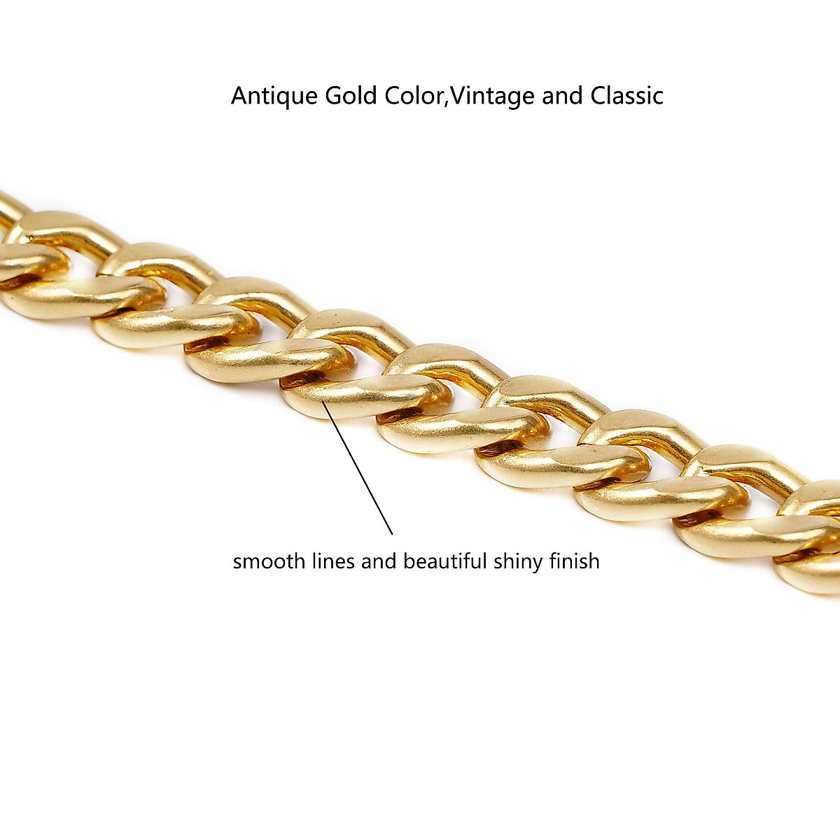 Medium Size Fabulous Metal Shoulder Crossbody Purse Strap Replacement Bag Chain Accessories (18‘’, Antique Gold)