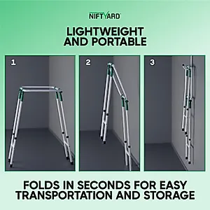 NIFTYARD Adjustable Leaf Bag Holder, 33-55 Gallon Plastic and 30 Gallon Paper Bag capacity, Works on Slopes, Foldable, Outdoor Trash Bag Holder Stand, Yard & Lawn Cleanup, Gardening, Camping, Parties