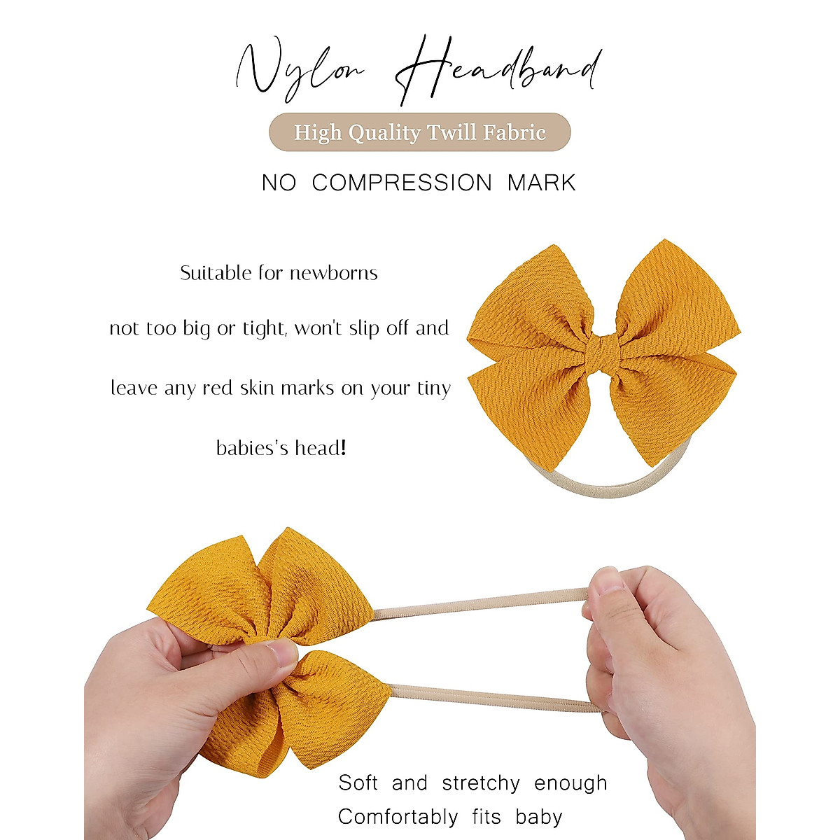 jollybows 30pcs Baby Girls Hair Bows Headband Nylon Hair Band Elastic Hair Accessories for Kids Infants Toddlers