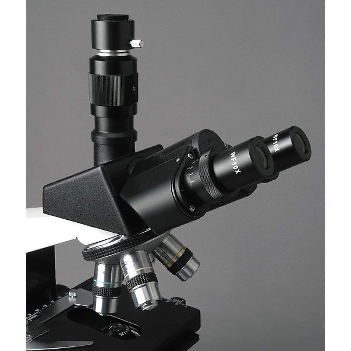 AmScope T490A Compound Trinocular Microscope, WF10x and WF16x Eyepieces, 40X-1600X Magnification, Brightfield, Halogen Illumination, Abbe Condenser, Double-Layer Mechanical Stage, Sliding Head, High-Resolution Optics