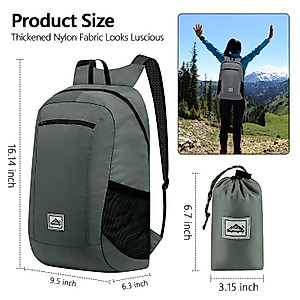 Hiking Backpack Ultra Lightweight Packable Camping Backpack Waterproof Travel Outdoor Hiking Daypack for Women Men(GREY 16L)