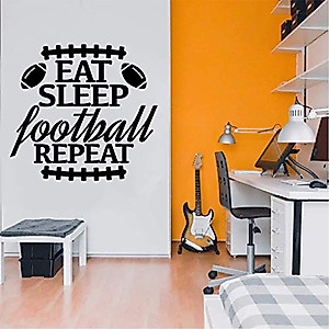 Eat Sleep Football Repeat Wall Sticker Decal Sport Player - / Mens Boys Kids Image Man-Caves, Playroom bedroom (Designs 1)