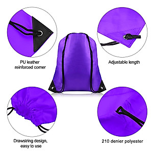 FEPITO 22 Pack Drawstring Bags String Backpack Bulk School Backpacks for Gym Traveling (Purple)