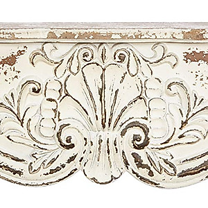 Deco 79 Wood Scroll 1 Shelf Wall Shelf, 28" x 6" x 9", Brown